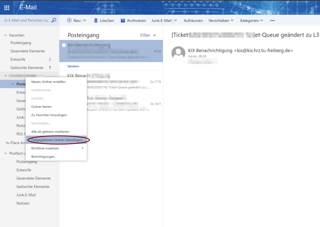 Webmail Exchange: Integrate mailbox – Universitätsrechenzentrum